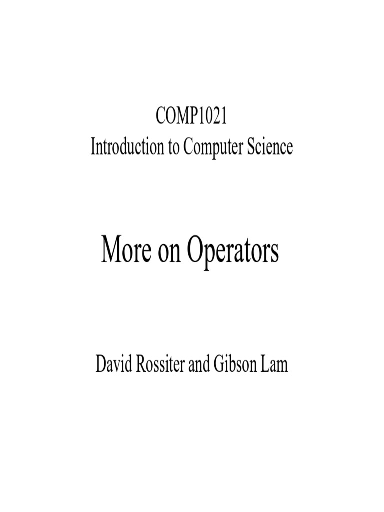 62 1021 More On Operators f2023 1spp | PDF | Computer Programming | Theoretical Computer Science