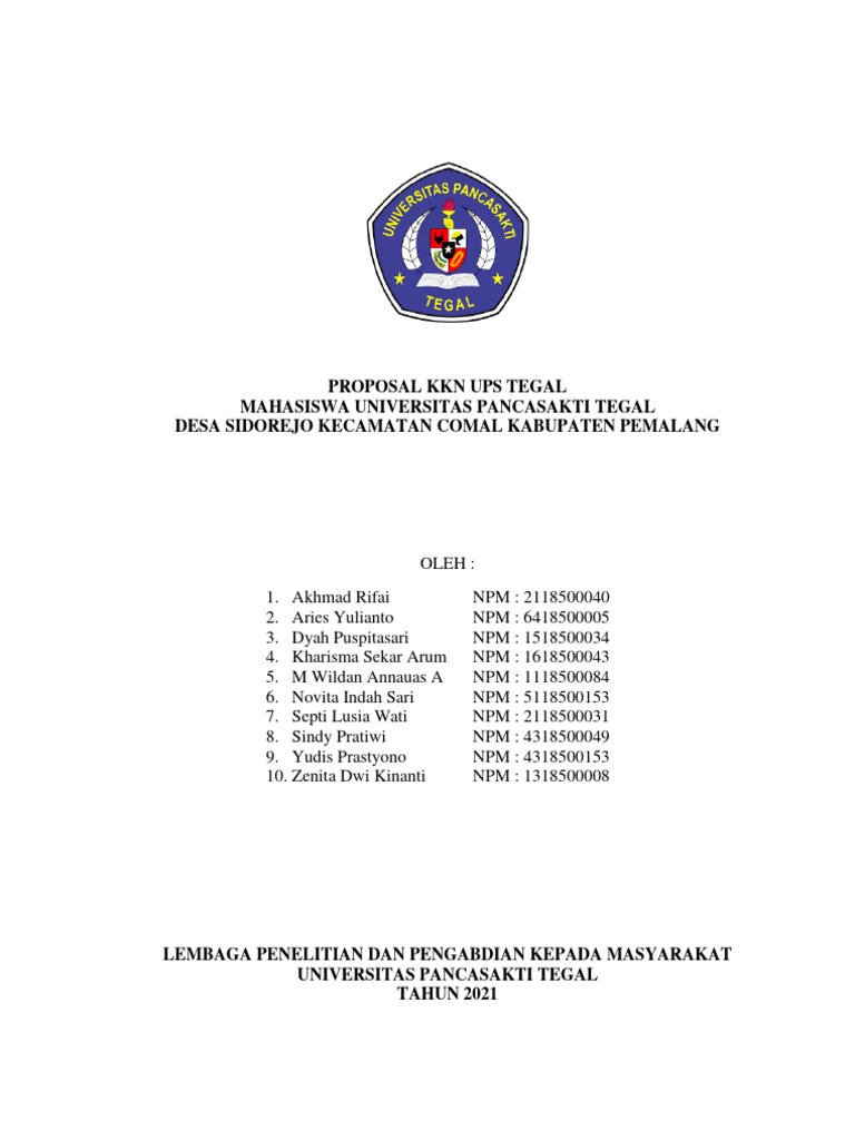 PROPOSAL KKN Desa Sidorejo Comal | PDF