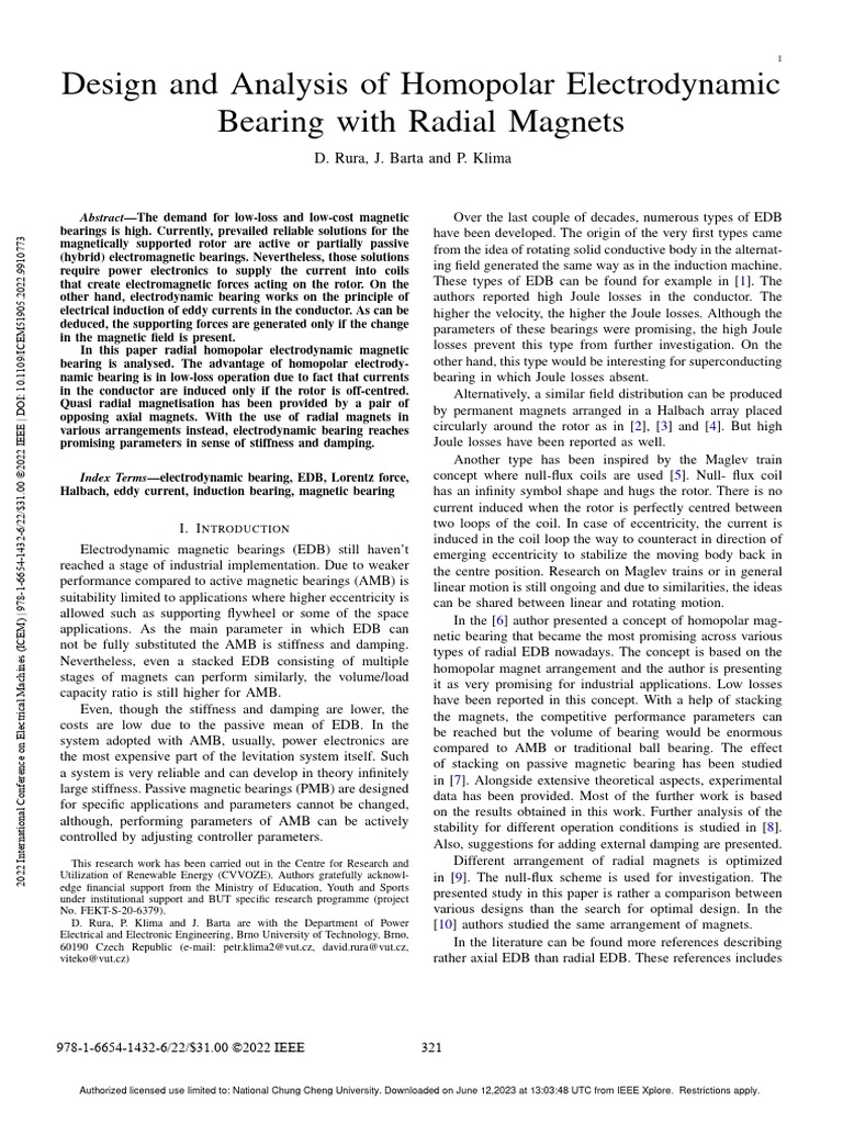 Design and Analysis of Homopolar Electrodynamic Bearing With Radial ...