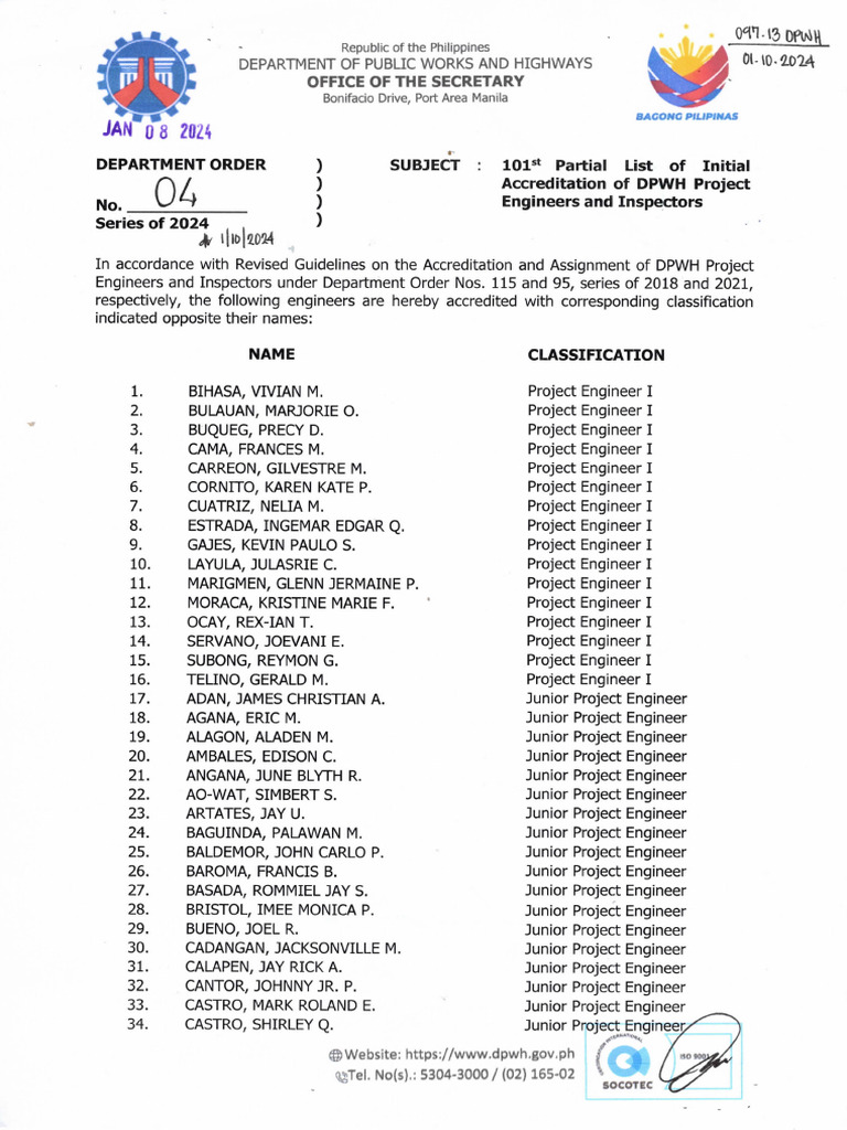 Quel: Accreditation of DPWH Project | PDF | Engineering | Philippines