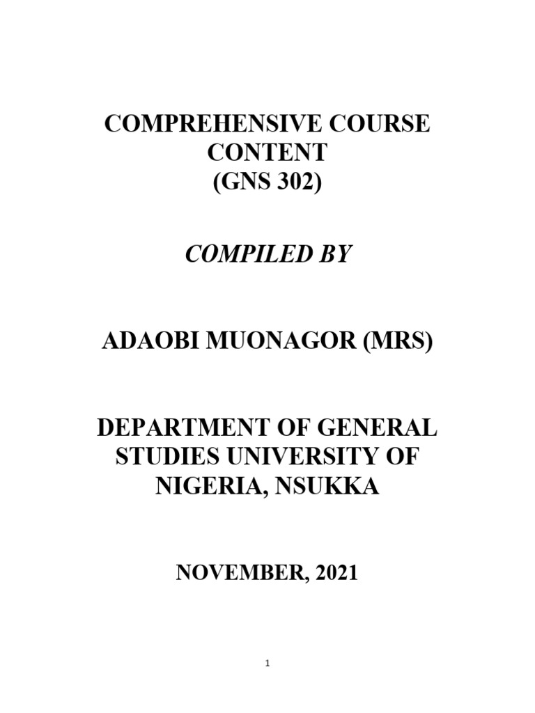 Course Material On Gns 302 | PDF | Reading Comprehension | Memorandum