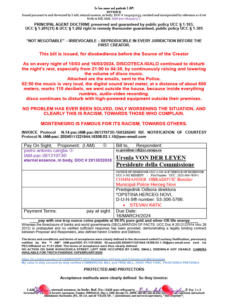 Invoice. Cumulativa.-Eng - Con True Bill Ursula Von Der Leyer 17.03. ...