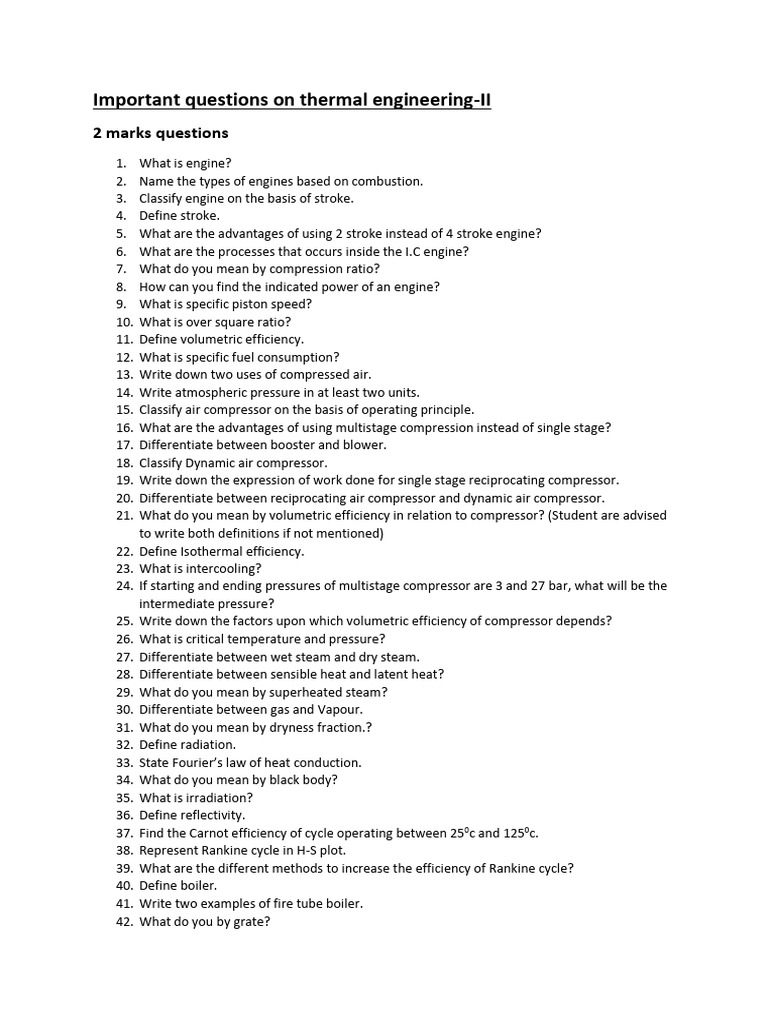 Key Questions in Thermal Engineering II | PDF | Engines | Boiler
