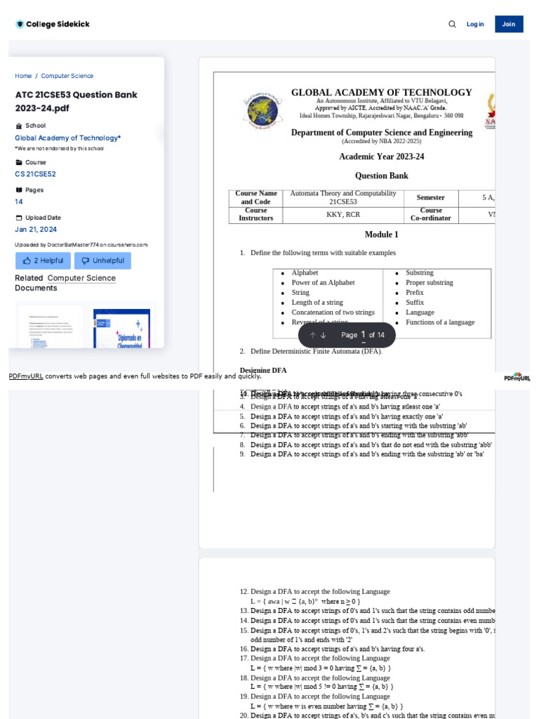 WWW Collegesidekick Com Study-Docs 1811698 | PDF | Metalogic | String (Computer Science)