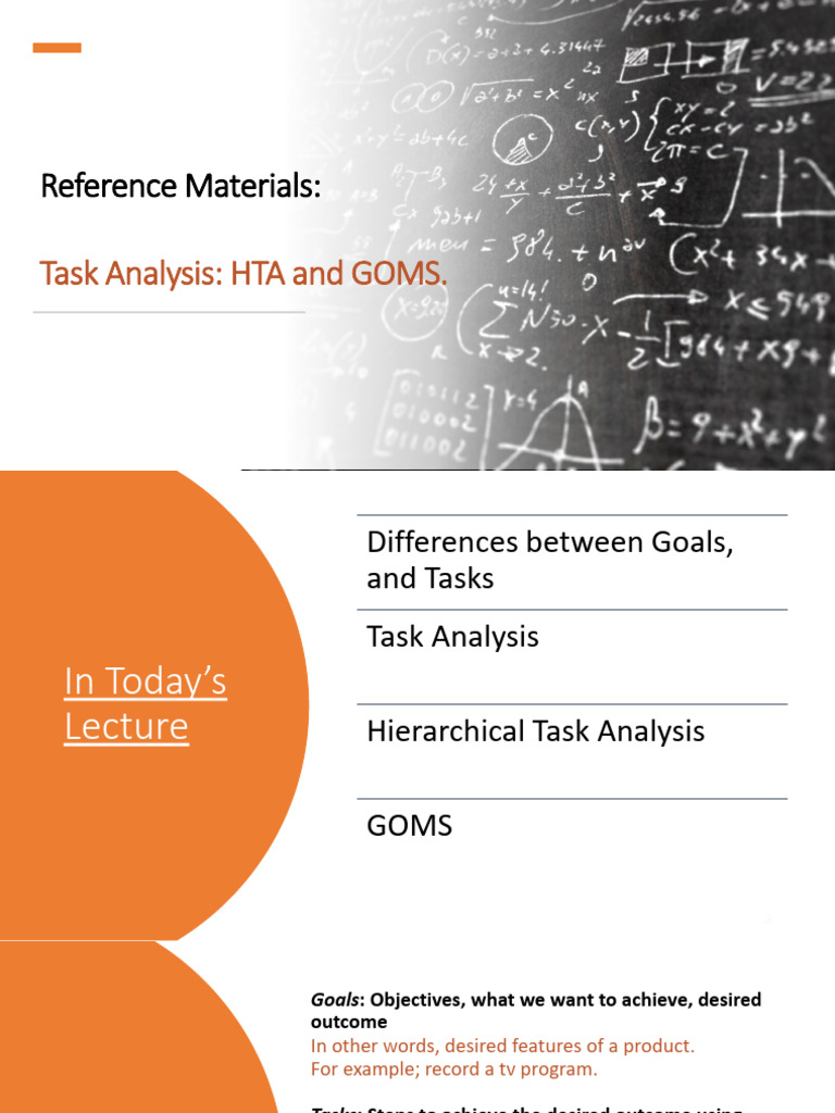 HTA and GOMS in Task Analysis | PDF | Goal | Neuroscience