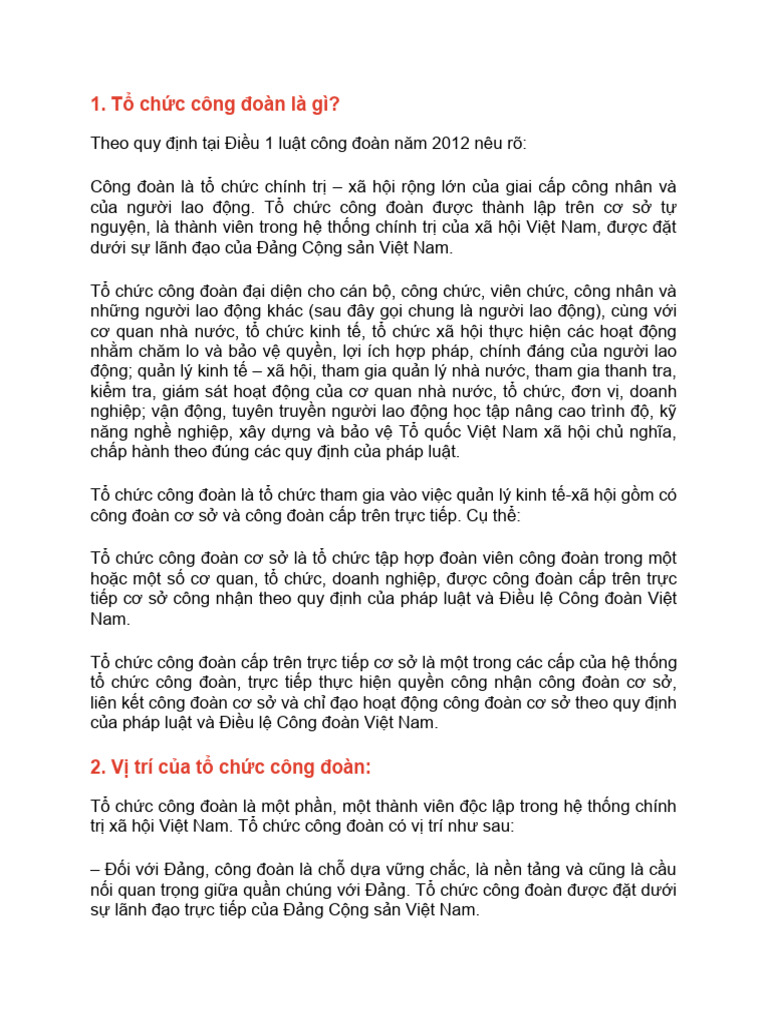 T CH C Công Đoàn Là Gì? | PDF