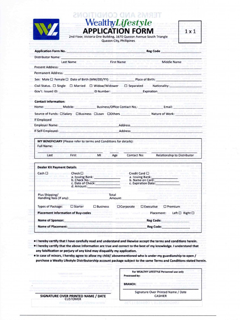 Front Application Form | PDF