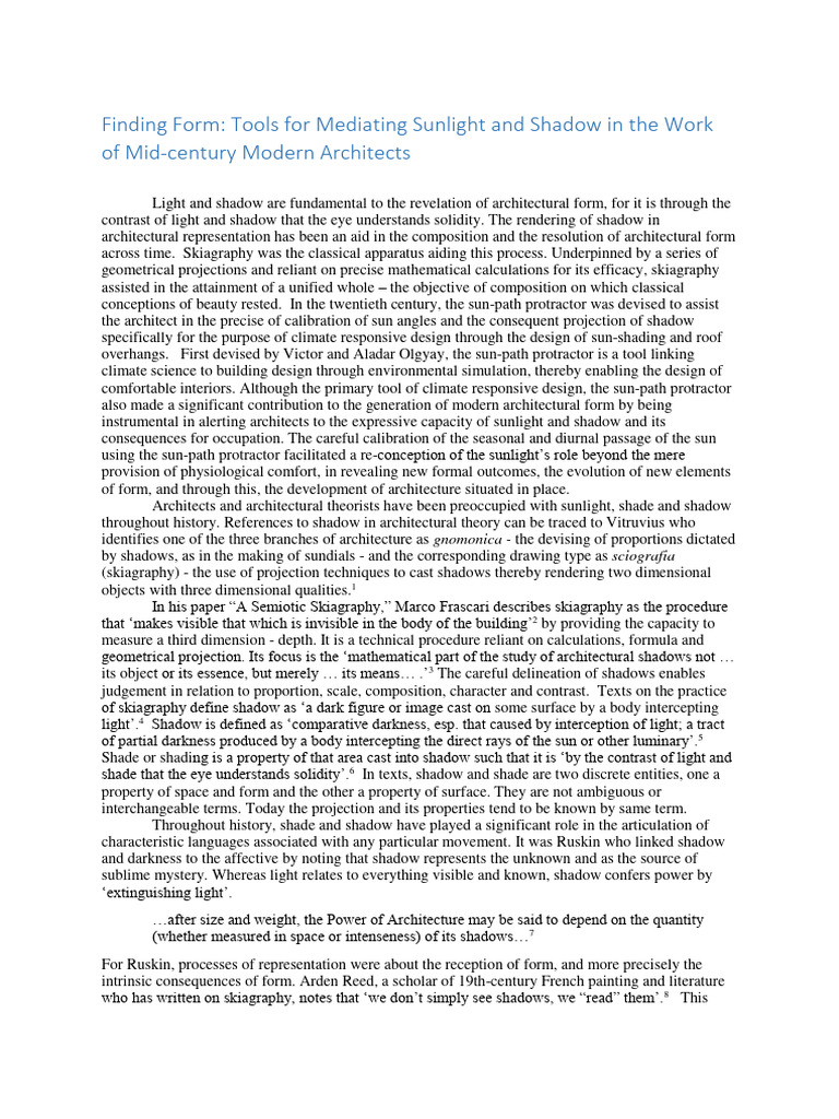 Finding Form: Tools For Mediating Sunlight and Shadow in The Work of ...