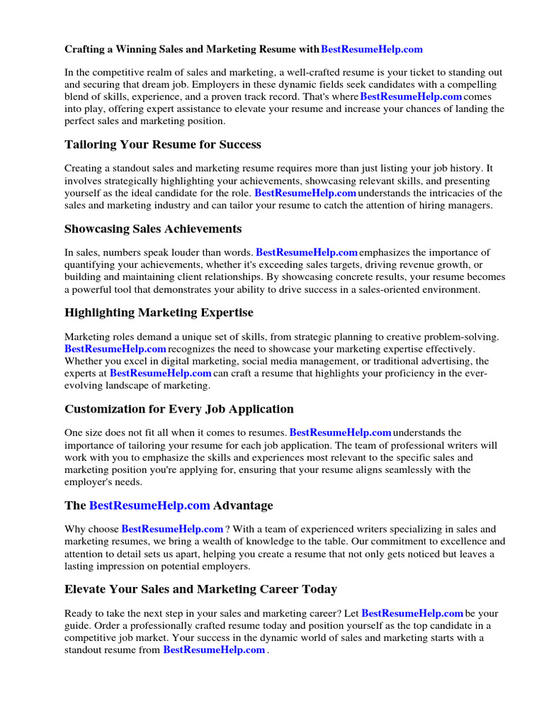 Sales and Marketing Resume | PDF | Sales | Marketing