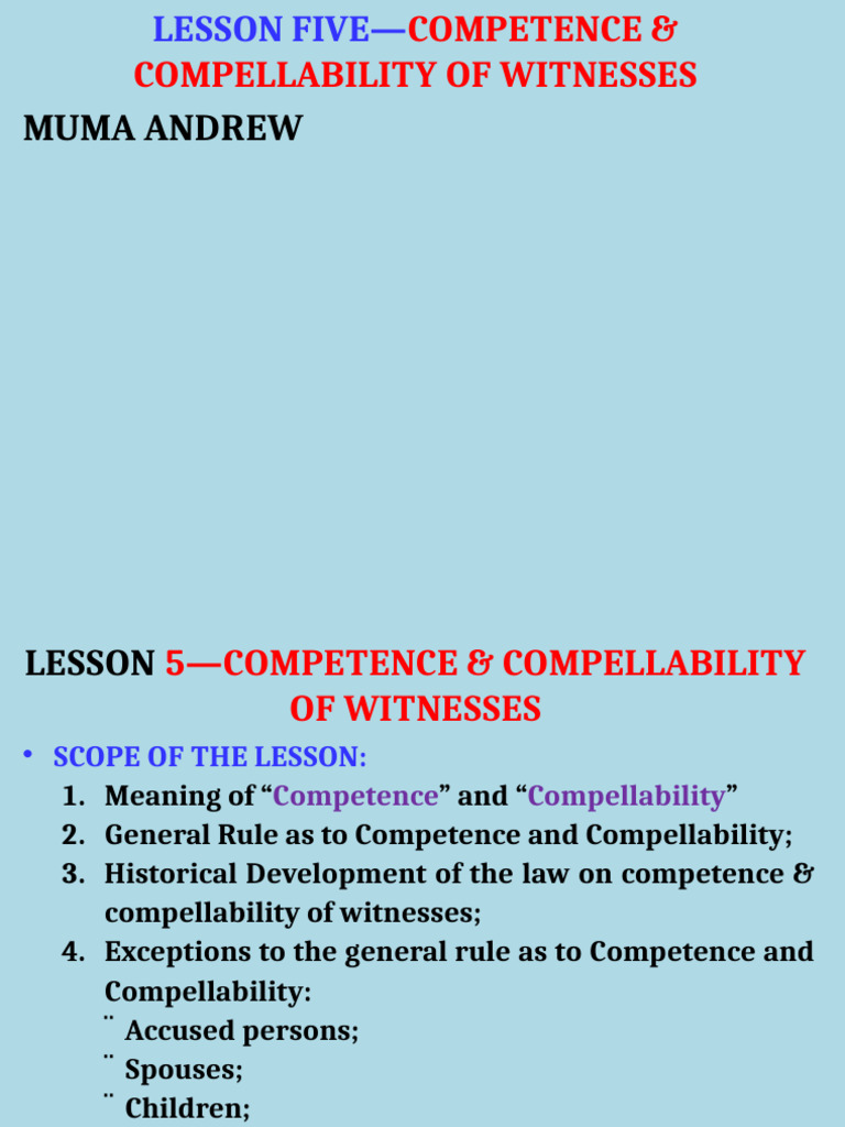Competence and Compellability of Witnesses | PDF | Sovereign Immunity ...
