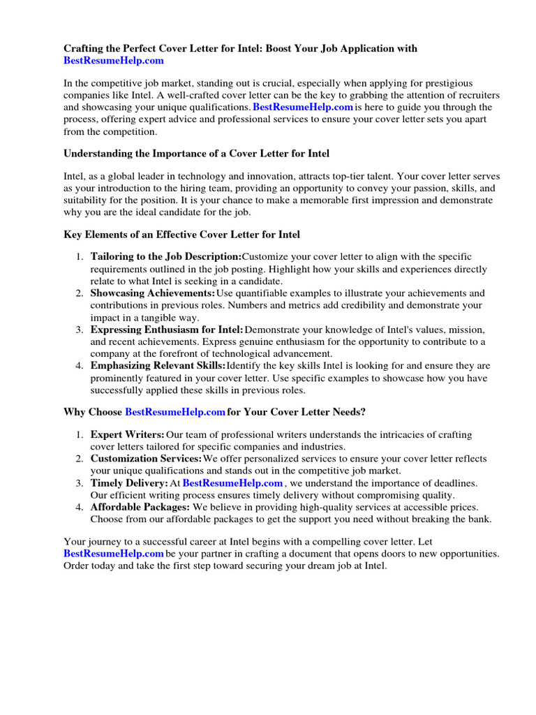 Cover Letter for Intel | PDF | Résumé | Intelligence Analysis