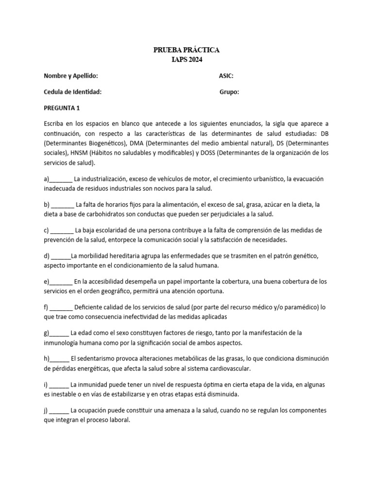 Examen Practico Aps | PDF | Dieta | Enfermedades y trastornos