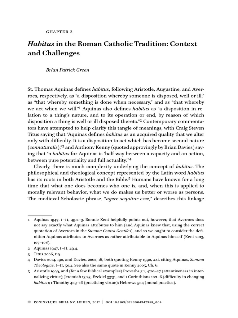 Habitus in The Roman Catholic Tradition-Preview | PDF | Thomism ...