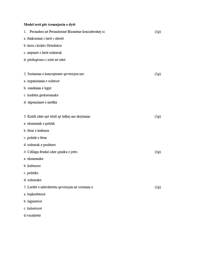 HISTORIA 6 Modele Testesh | PDF