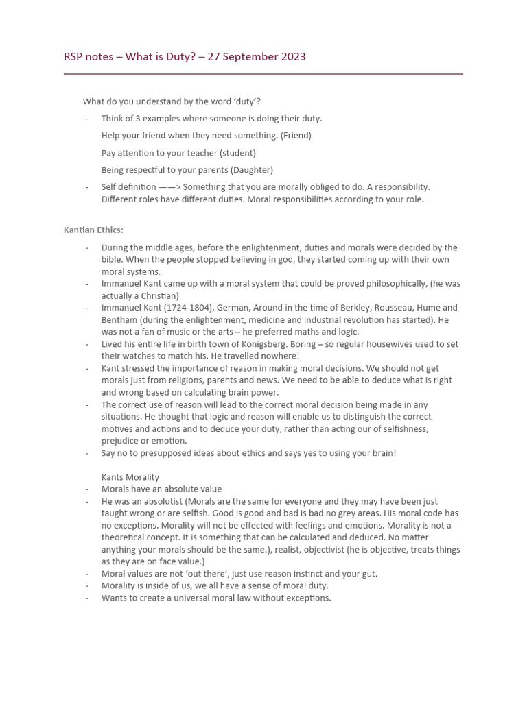 Understanding Duty in Kantian Ethics | PDF | Morality | Immanuel Kant