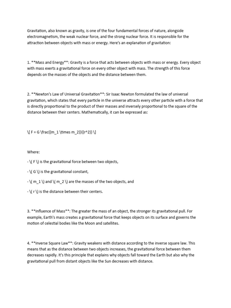 Gravitation | PDF | Force | Gravity