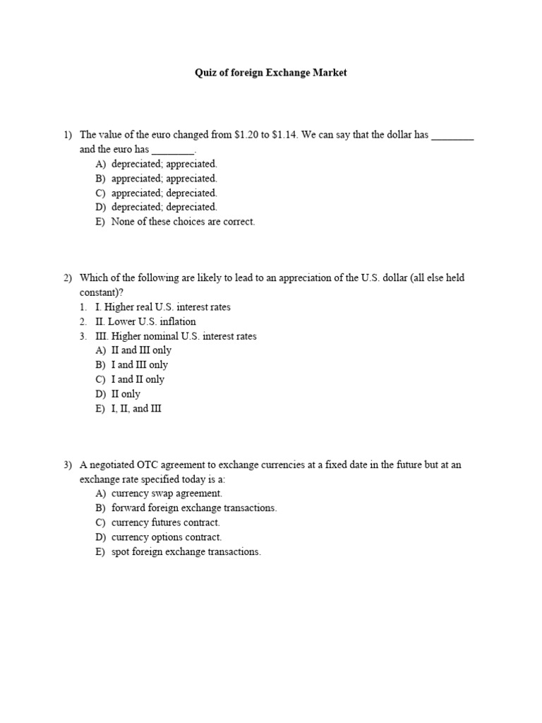 Foreign Market Quiz | PDF
