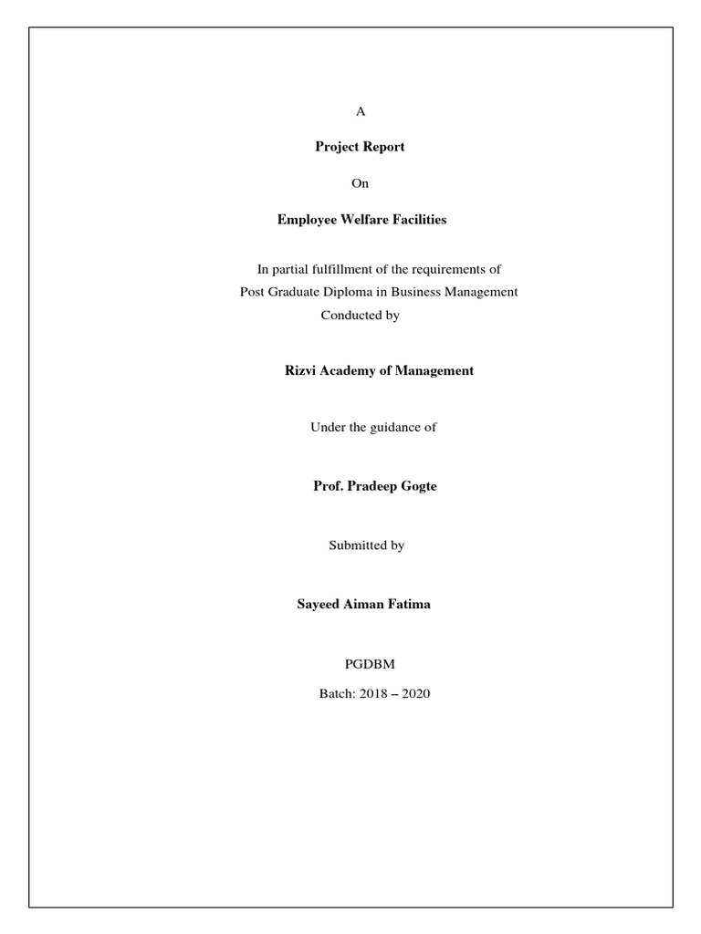 Employee Welfare Facilities General Management Project | PDF | Employee ...
