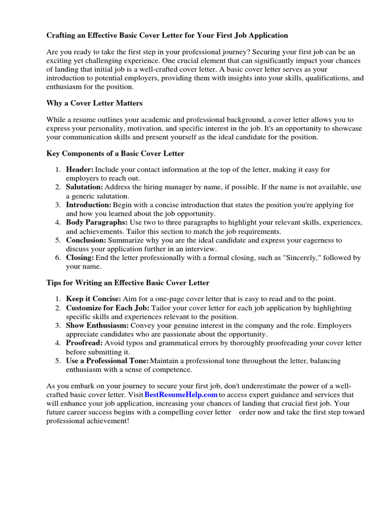 Basic Cover Letter For First Job | PDF | Résumé | Experience