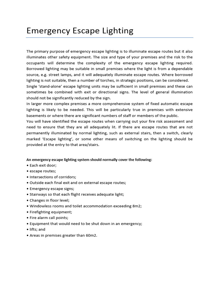 Emergency Escape Lighting | PDF | Lighting | Safety