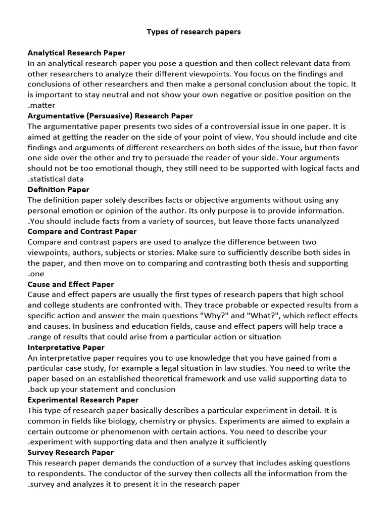 Types of Research Papers | PDF | Experiment | Causality