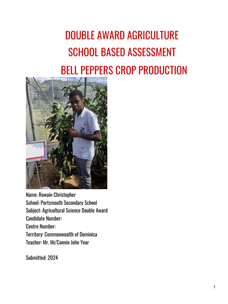 Agriculture SBA 2 PEPPERS | PDF