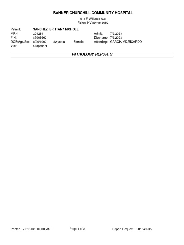 Pathology Report | PDF