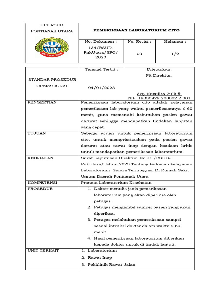 PEMERIKSAAN LABORATORIUM CITO | PDF