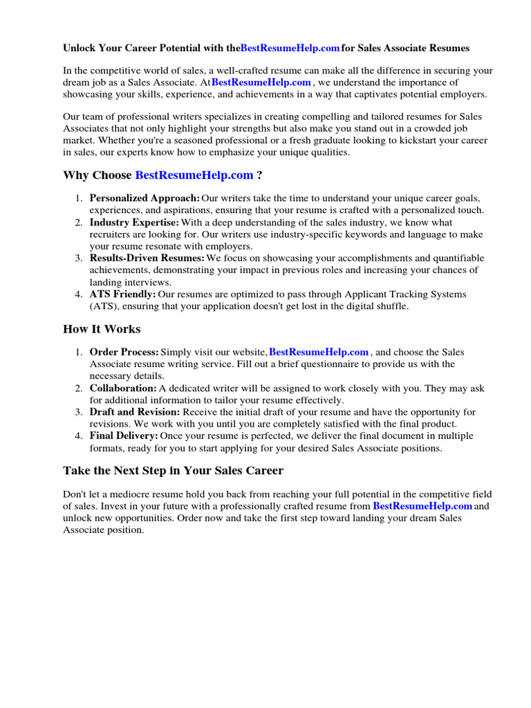 Sales Associate Resume Objective | Download Free PDF | Sales | Résumé
