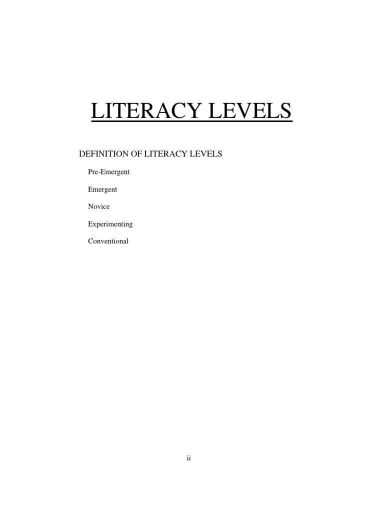 Literacy Levels | PDF | Reading (Process) | Literacy