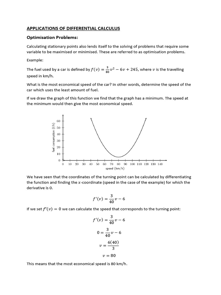 Applications of Differential Calculus | PDF | Mathematical Optimization ...
