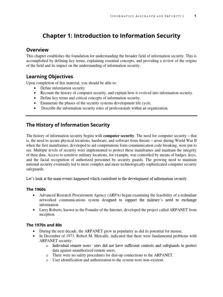 Chapter 1 - Introduction To Information Security | Download Free PDF | Information Security ...