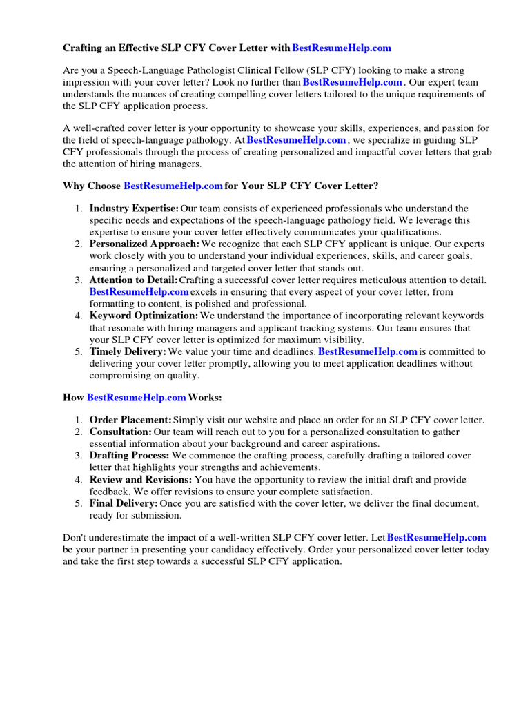 SLP Cfy Cover Letter | PDF | Résumé | Pathology