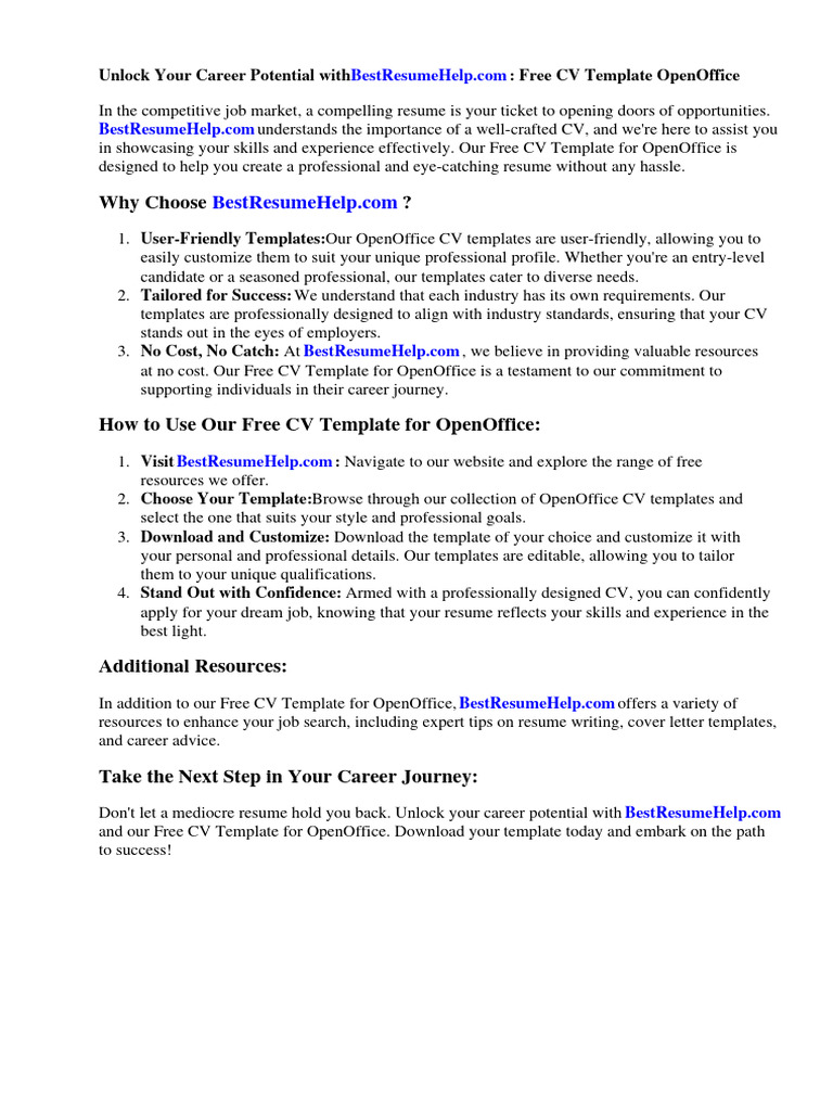 Free CV Template Openoffice | PDF | Résumé | Microsoft Word