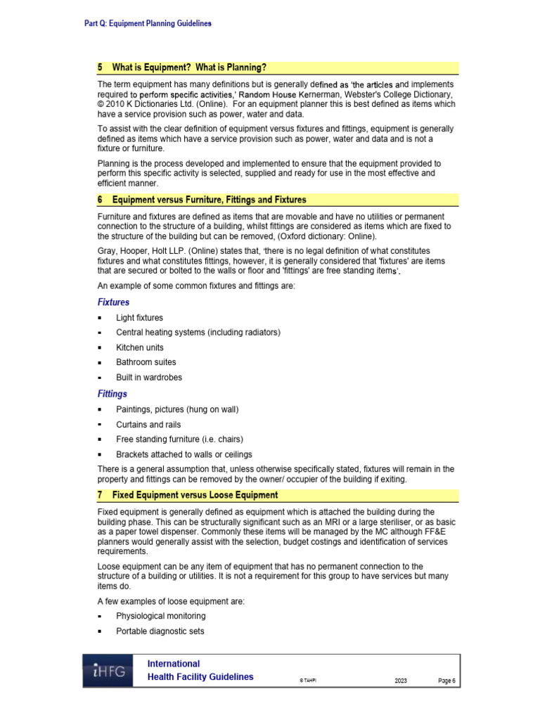 iHFG Part Q 2-Equipment Planning | PDF | Procurement | Specification ...