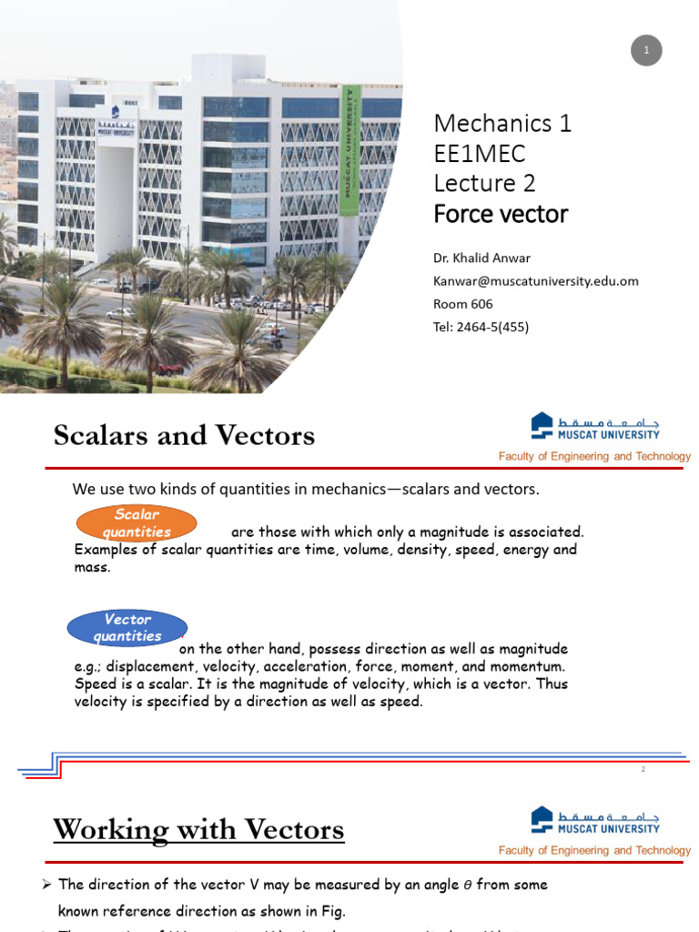 Lecture 2 EE1MEC (1) | PDF | Euclidean Vector | Velocity