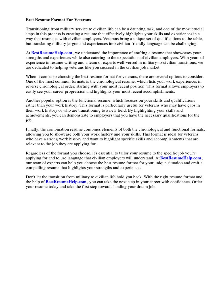Best Resume Format For Veterans | PDF | Résumé | Microsoft Power Point