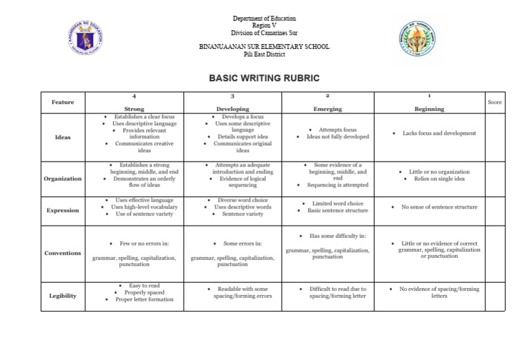 Basic Writing Rubric | PDF