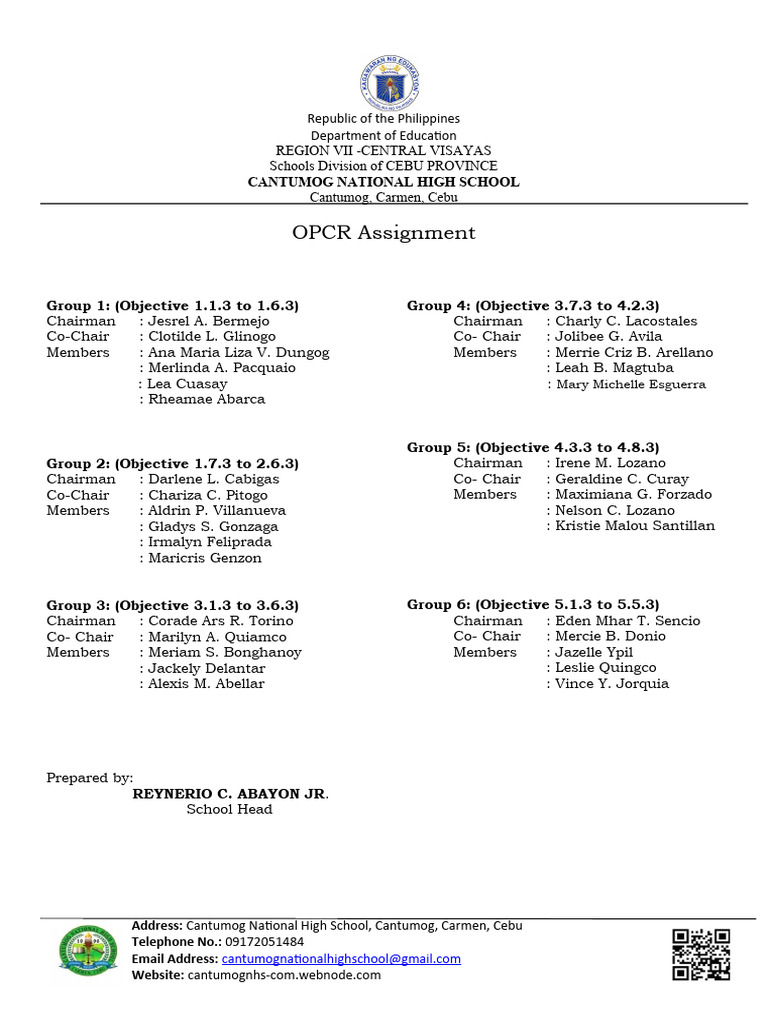 OPCR Committee 2023 2024 | PDF