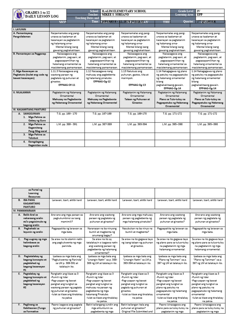 DLL Epp-4 Q2 W8 | PDF