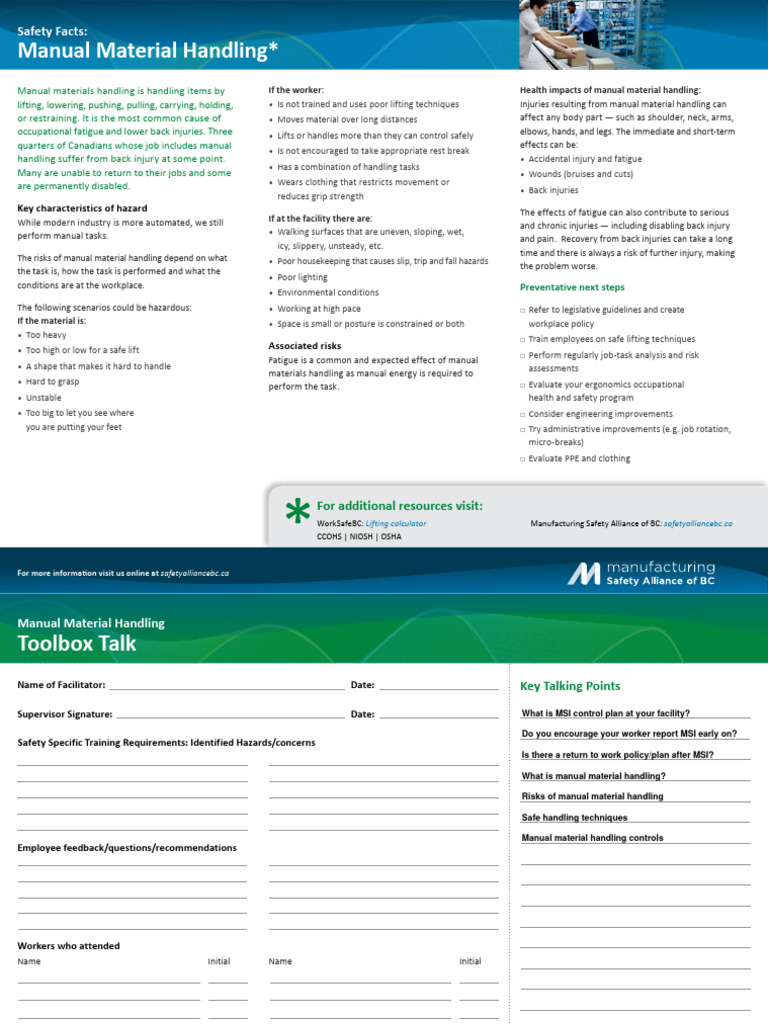 Toolbox Manual Material Handling | Download Free PDF | Occupational ...