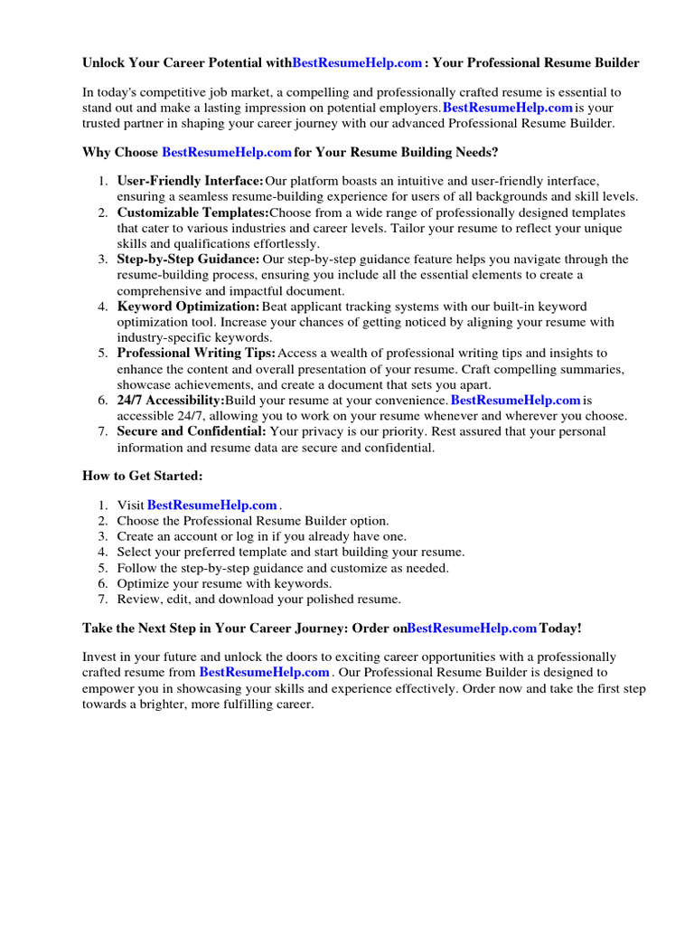 Professional Resume Builder Pdf Résumé Computing