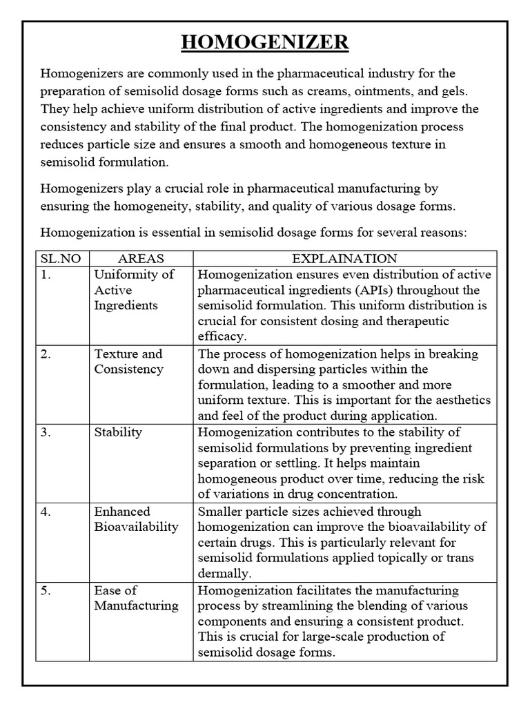 Homogenizer Final Draft | PDF | Topical Medication | Pharmaceutical Formulation