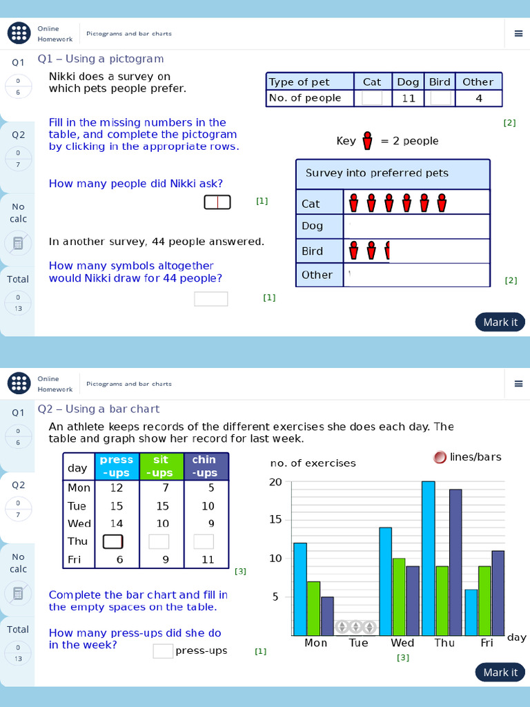 Pictograms and Bar Charts Year 7 | PDF