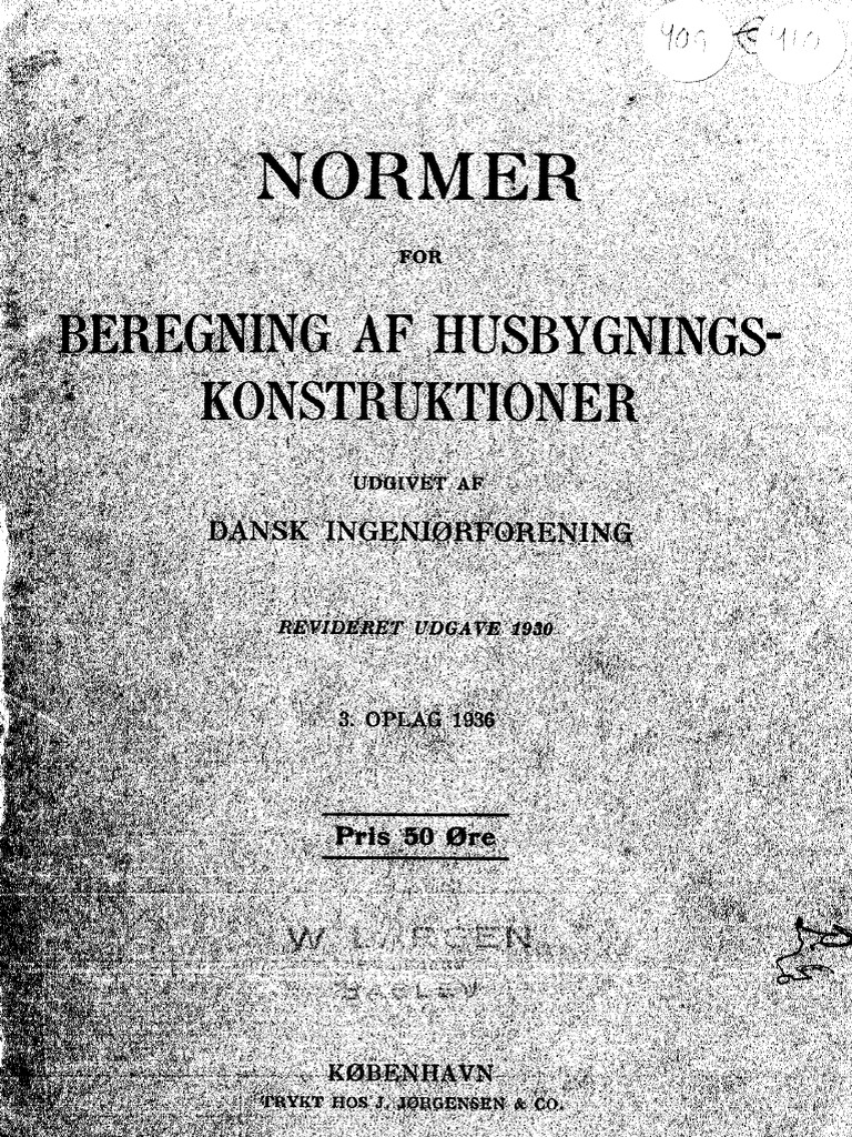 120 - 1936 Normer For Beregning Af Husbygningskonstruktioner | PDF