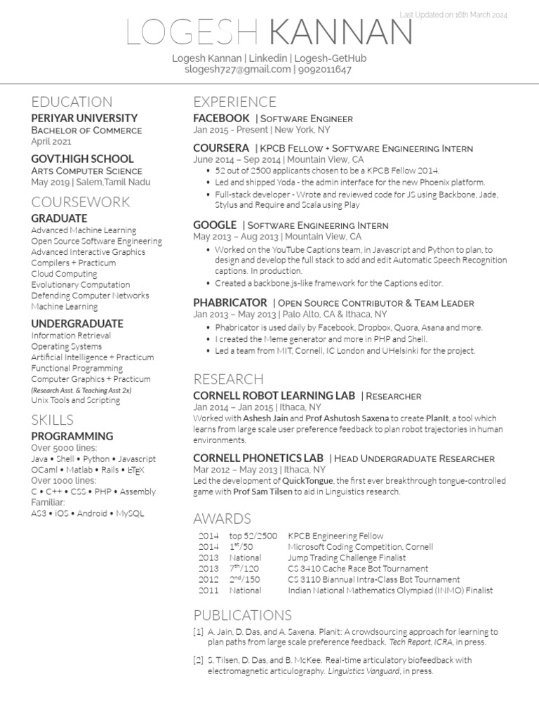 Deedy CV 2 | PDF | Software Engineering | Software