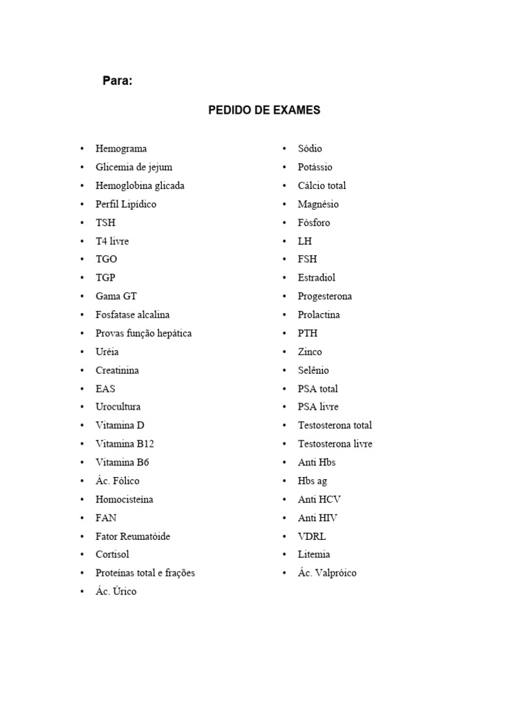 Pedido de Exames 2024 NOVO | PDF
