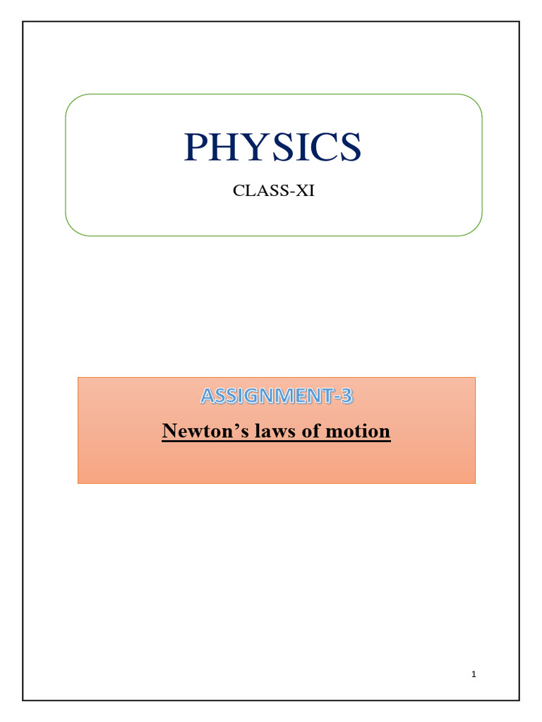 Assignment-3-Newton's Laws of Motion | PDF | Science & Mathematics ...
