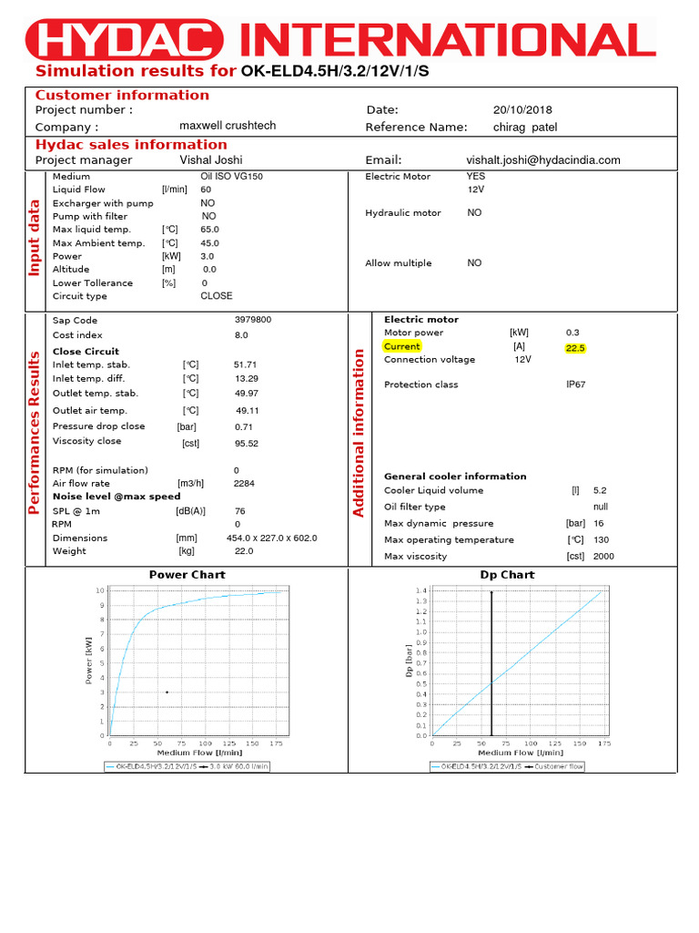 Cooler-Technical Sheet and DRG | PDF | Viscosity | Pump