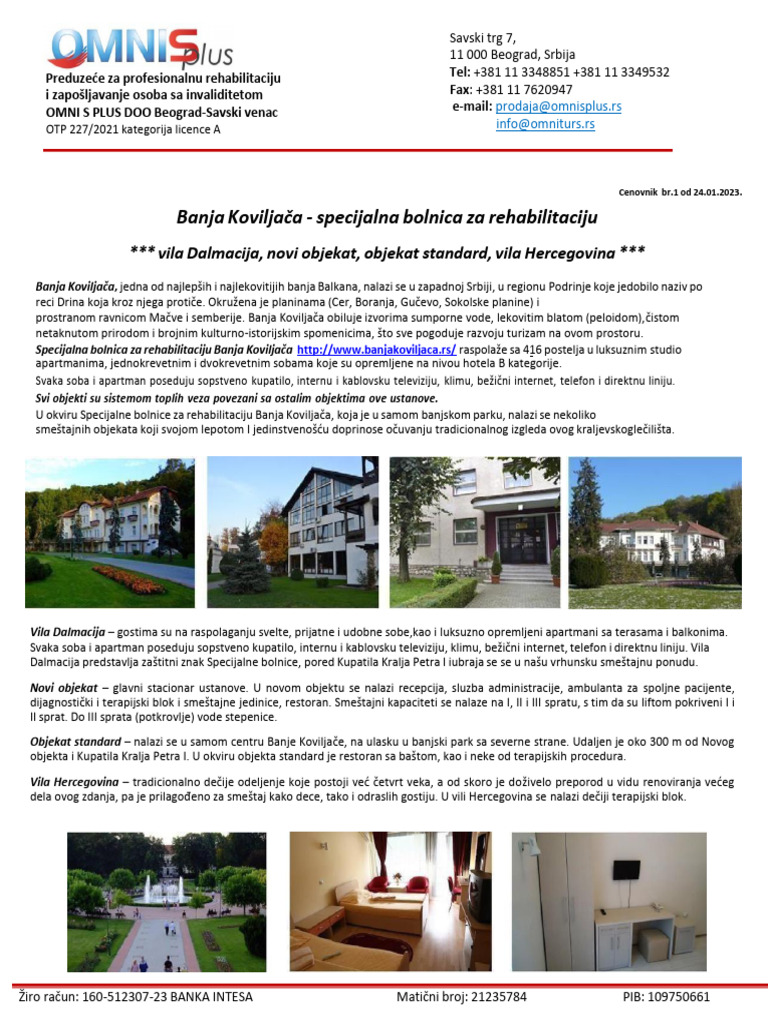 Banja Koviljaca Cene 2024 | PDF